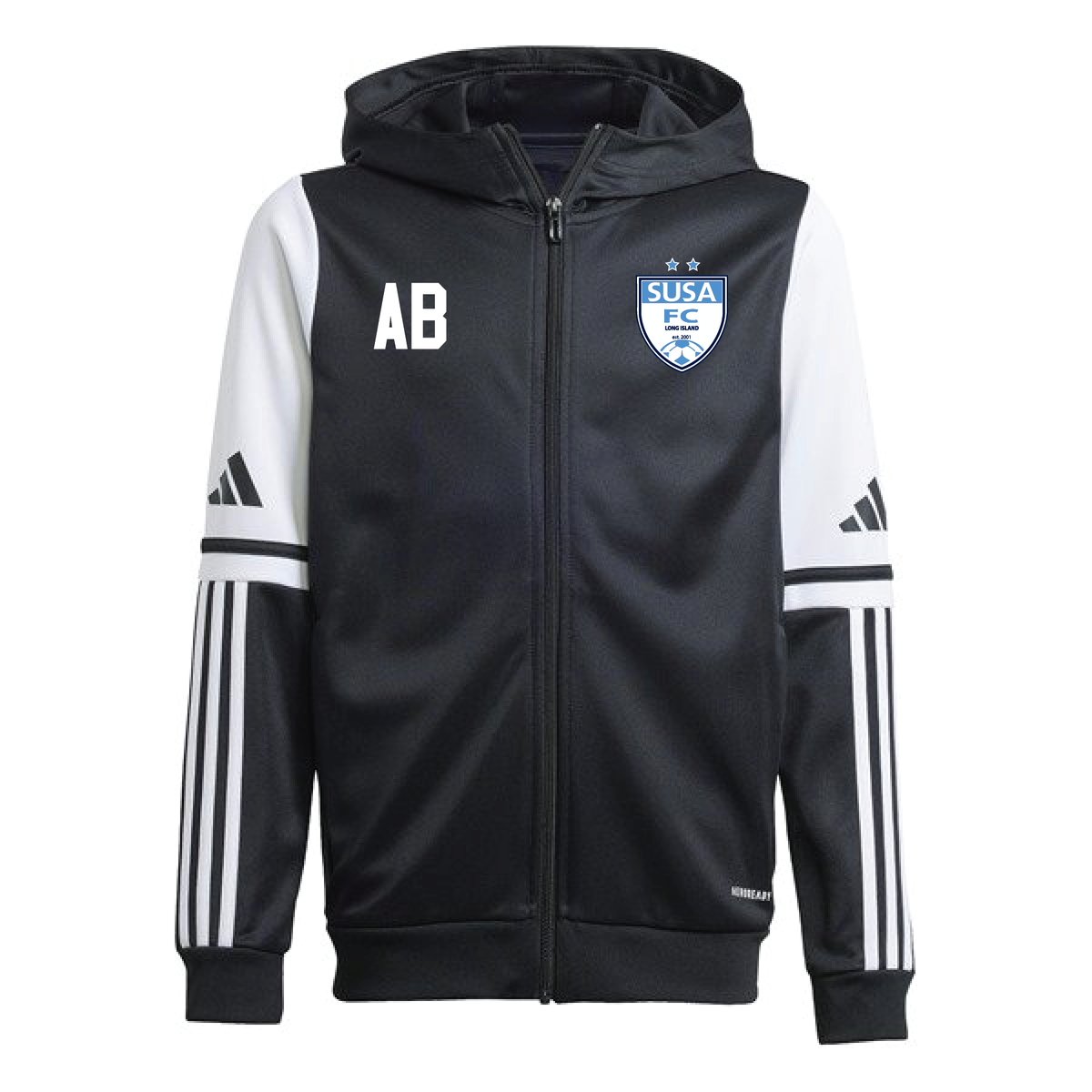 SUSA New England RL adidas Squadra 25 Zip Hoodie Black – Soccer Zone USA